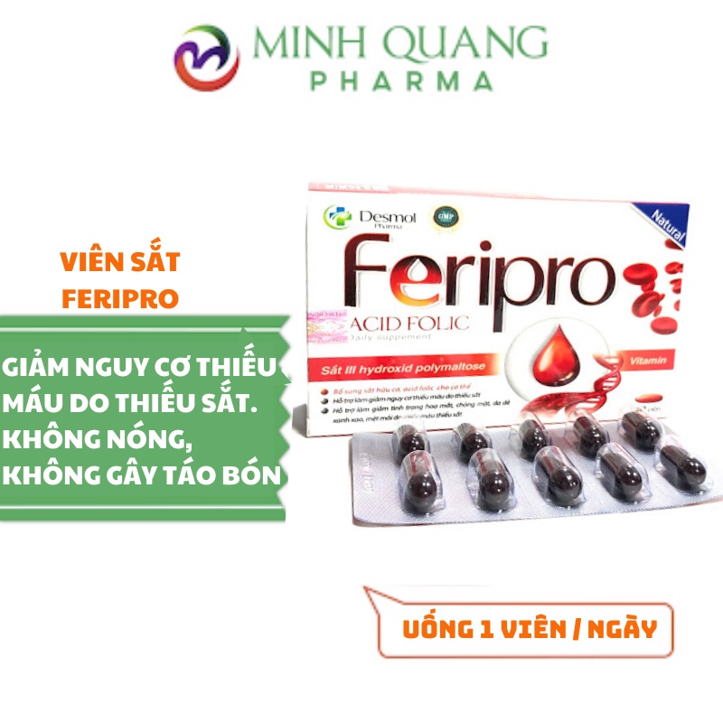 Viên uống bổ máu Feripro bổ sung Sắt, Acid Folic - Hộp 30 viên | Shopee ...