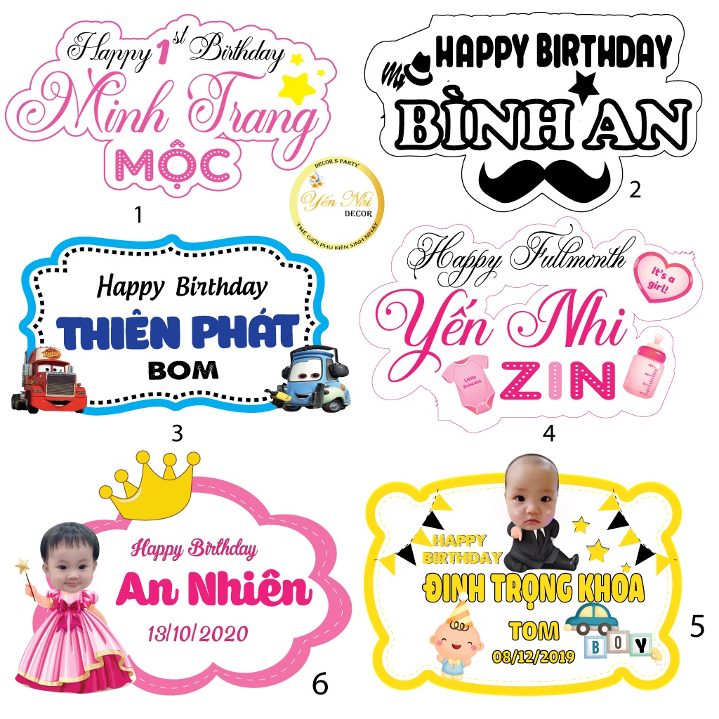 Bảng tên, banner treo rèm trang trí sinh nhật, đầy tháng, thôi nôi cho ...