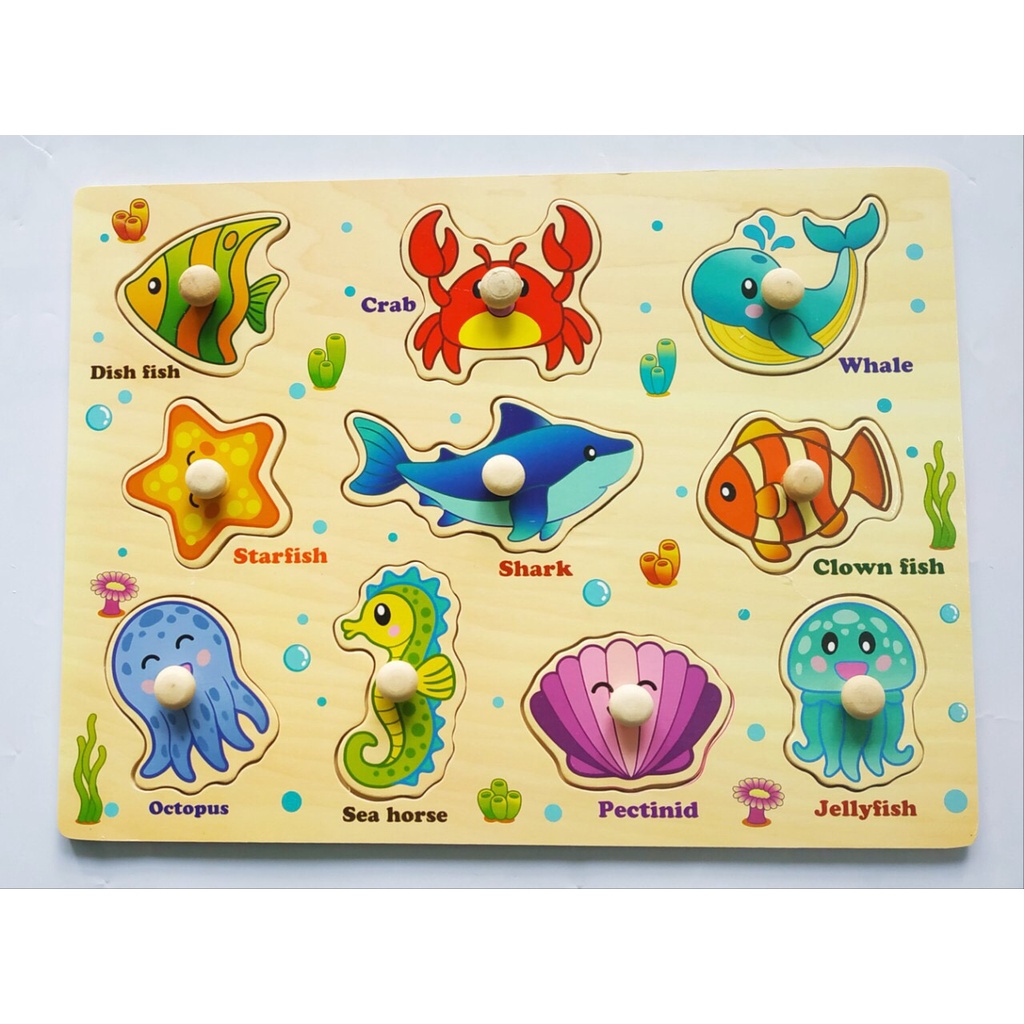 Đồ chơi bảng ghép hình nún gỗ - Bảng ghép hình núm gỗ cho bé | Shopee ...