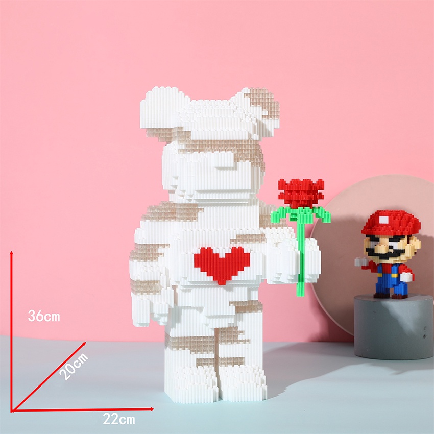 Lego mô hình gấu Bearbrick có ngăn, size lớn 36cm thương hiệu BALODY ...