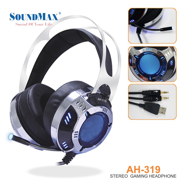 Tai nghe Gaming có rung SoundMax AH319 (AH-319) có mic, có đèn LED ...