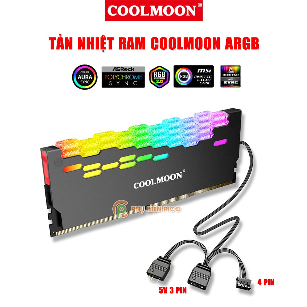 Tản nhiệt Ram Coolmoon ARGB RA-2 / RA-1 - Ốp tản nhiệt Ram A-RGB đồng ...