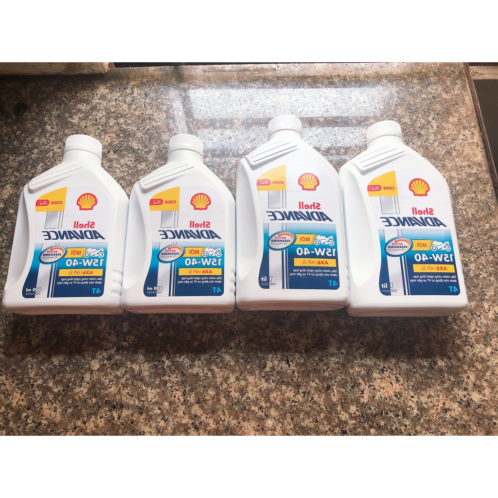 Nhớt Shell Advance 4T AX6 15W-40 800ml - 1L | Shopee Việt Nam