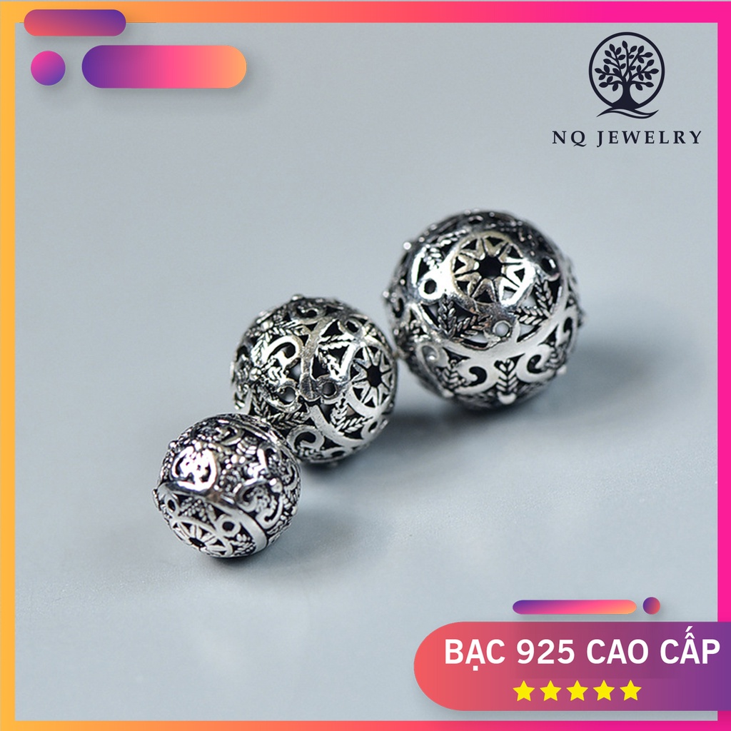 Charm bạc hình tròn hoa văn xỏ ngang | Shopee Việt Nam