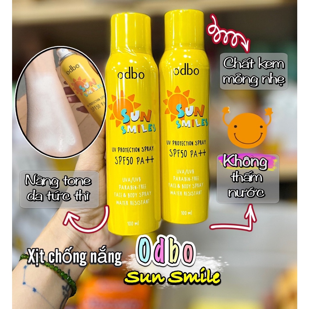 XỊT CHỐNG NẮNG ODBO Sun Smiles UV PROTECTION BODY SPRAY UV SPF50/PA+++ 100ML | Shopee Việt Nam