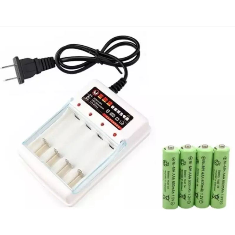 Bộ sạc pin AA và AAA cao cấp + tặng kèm 4 viên pin AAA Ni-Mh 600mAh ...