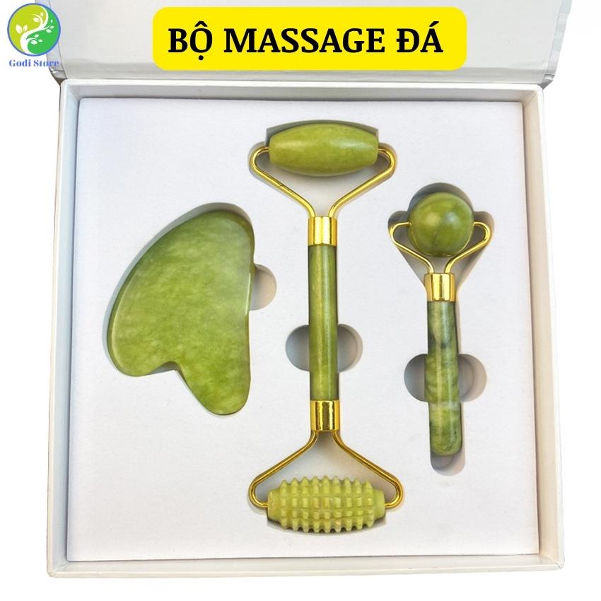 Bộ Cây Lăn Mặt Đá - Con Lăn Mát Xa Mặt Bằng Đá Ngọc Bích Nhân Tạo Kèm ...