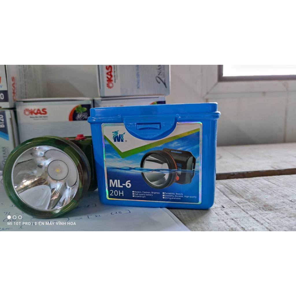 Đèn pin ML-6-20H đội đầu bóng led tặng kèm dây sạc siêu sáng loại lớn ...