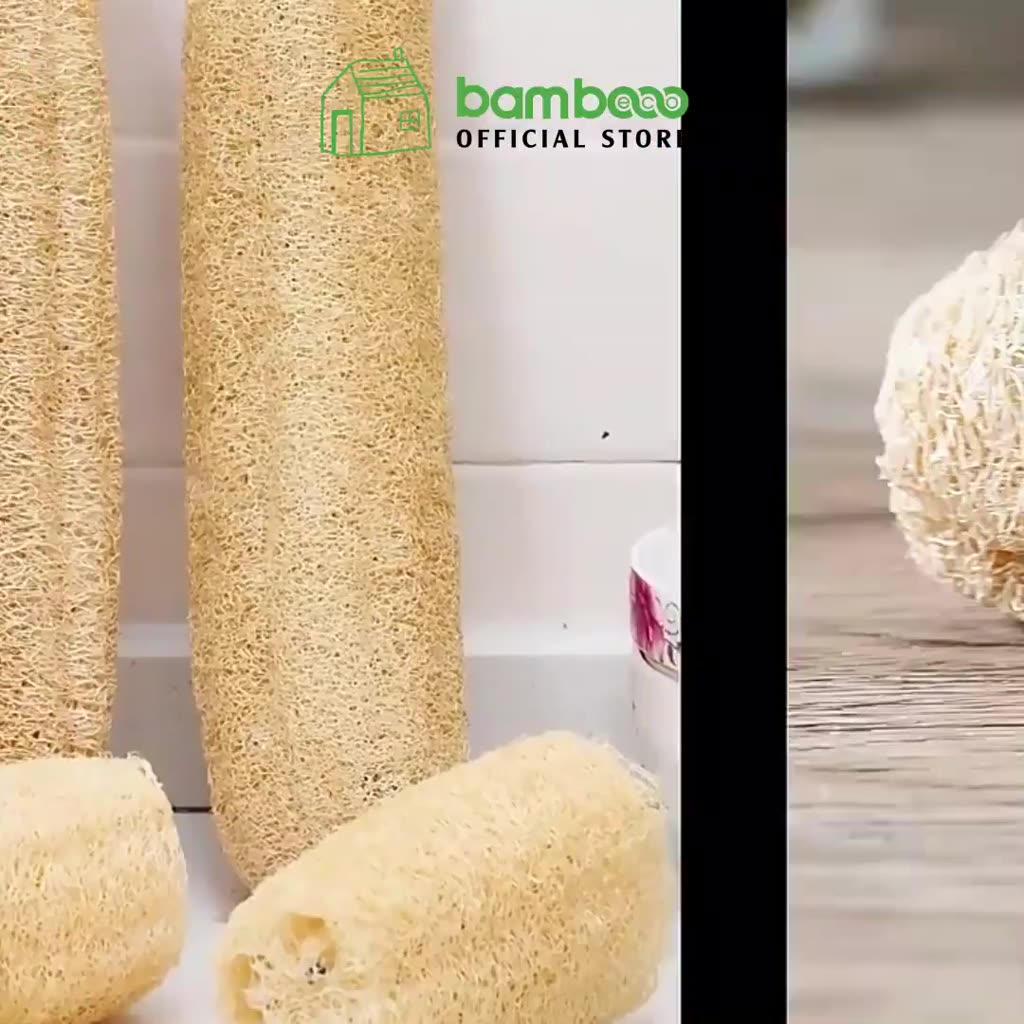Bông xơ mướp tự nhiên BAMBOOO ECO lành tính dùng tẩy da chết, massage ...