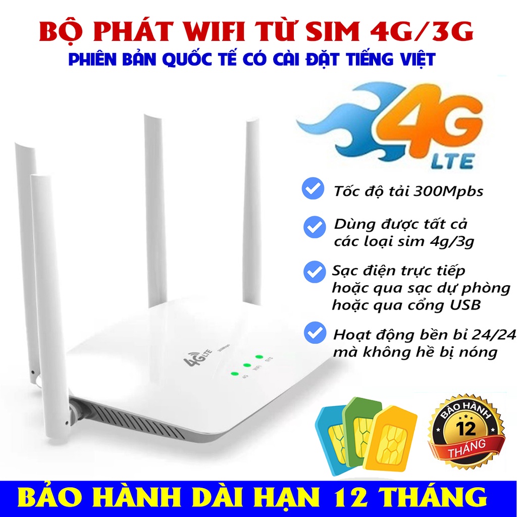 Bộ phát wifi từ Sim 4G/3G LTE - R102 - 4 ăngten khỏe nhất hiện nay | Shopee Việt Nam