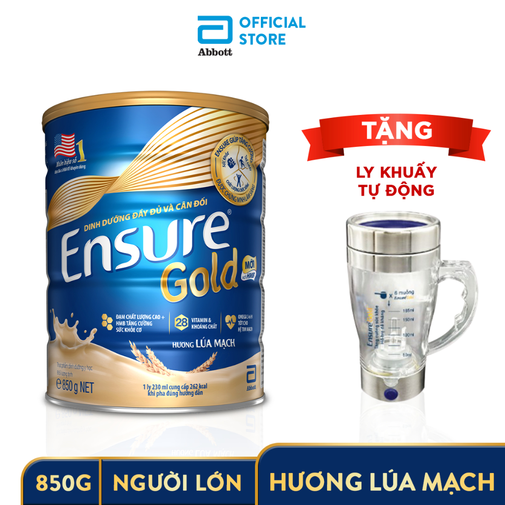 [Tặng ly khuấy tự động] Sữa bột Ensure Gold Lúa Mạch 850g | Shopee Việt Nam