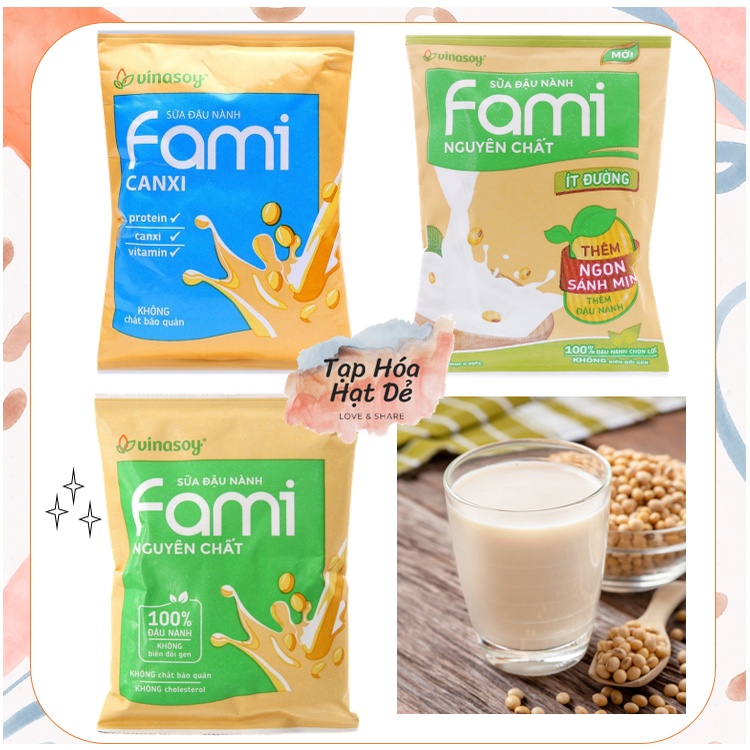 Sữa đậu nành nguyên chất ít đường Fami bịch 200ml | Shopee Việt Nam