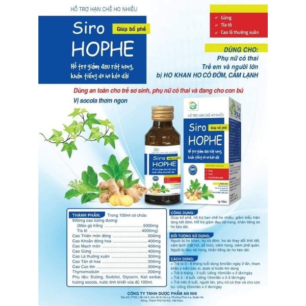 Siro ho HOPHE (Chiết xuất từ gừng, tía tô, cao lá thường xuân) | Shopee ...