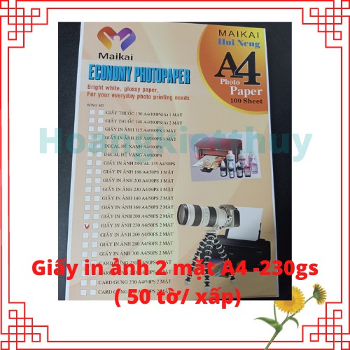 Giấy in ảnh 2 mặt bóng A4-230gr ( 50 tờ/ xấp) | Shopee Việt Nam