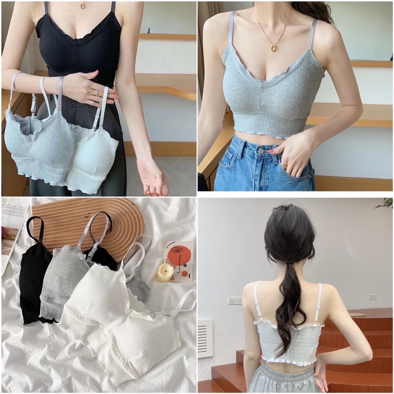 Áo Bra Nữ 2 Dây Cotton Dáng Lửng Có Đệm Ngực Trend Mới 262 | Shopee Việt Nam
