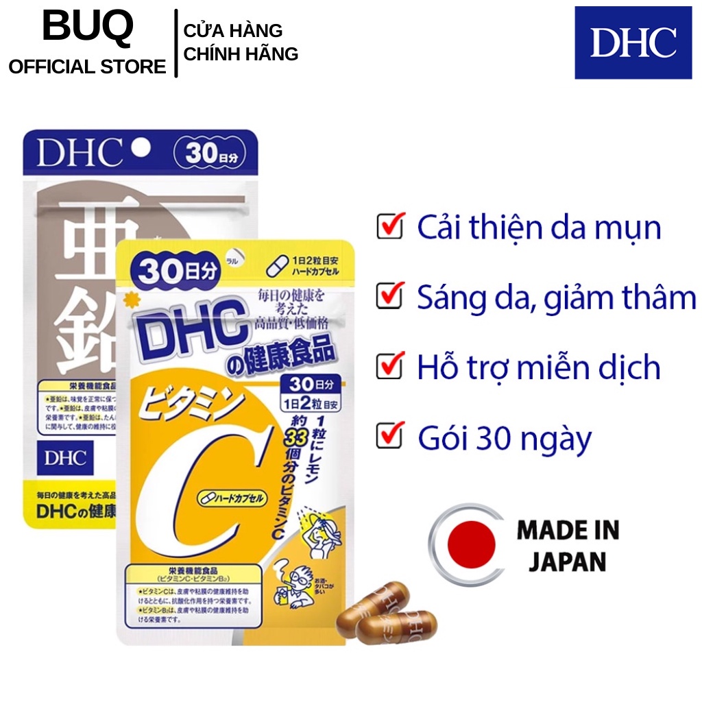 Combo Viên uống DHC Ngừa mụn Mờ thâm 30 Ngày (Kẽm 30 Viên/gói & Vitamin C 60 Viên/gói) | Shopee ...