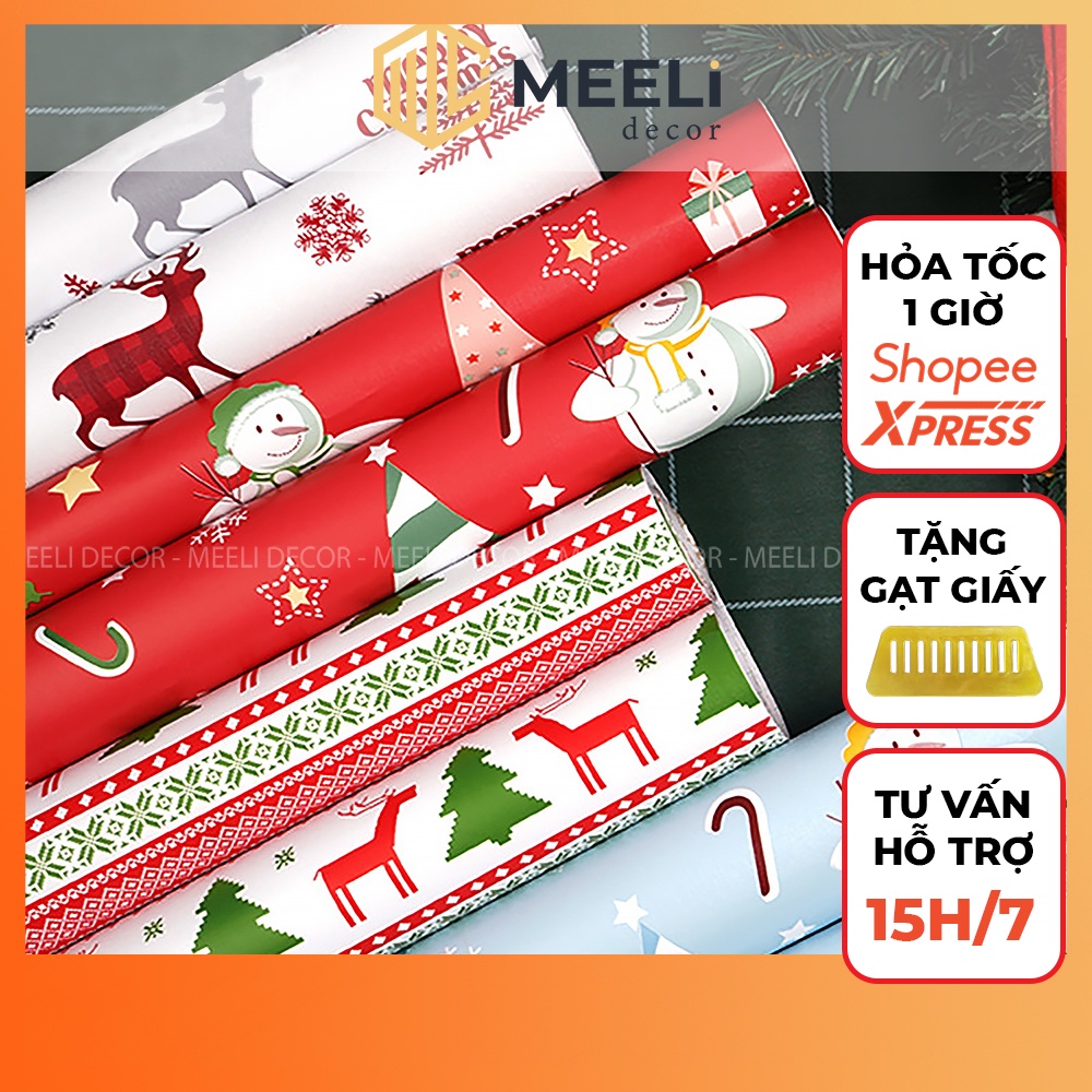 Giấy decal trang trí giáng sinh noel Meeli Decor giấy dán tường sẵn keo ...