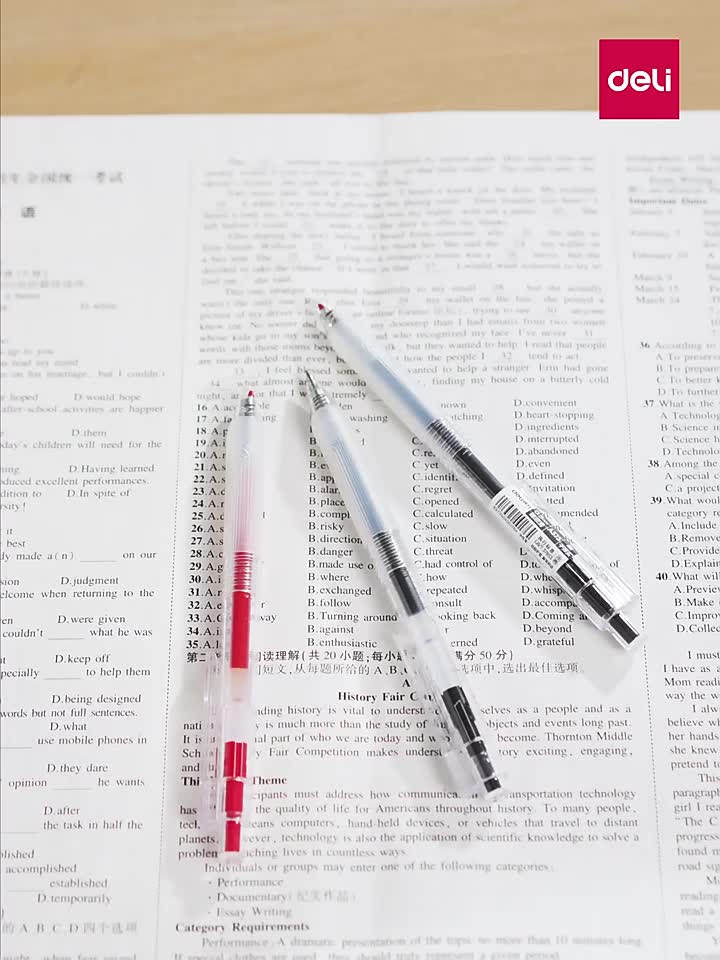 Deli A575 0.5mm bút gel màu đen đỏ đen bút mực học sinh bút viết trơn trường cung cấp văn phòng ...