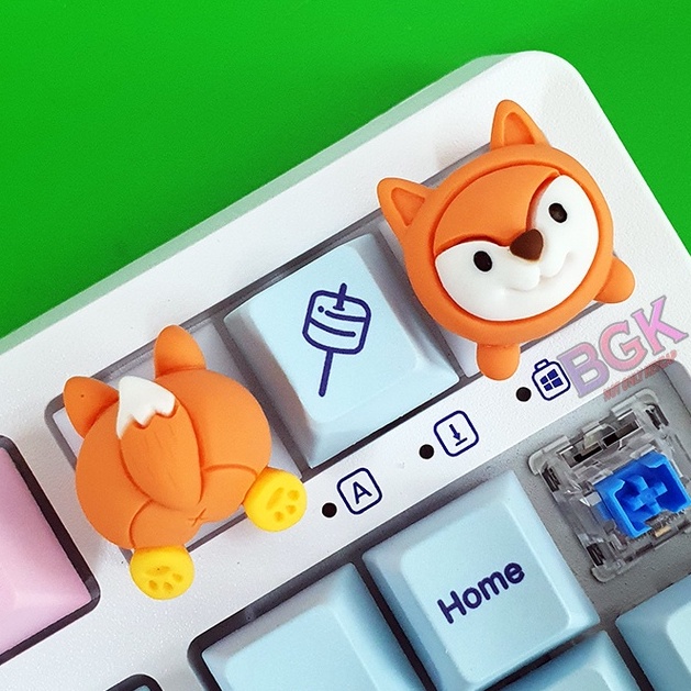 Bộ Keycap 2 Nút Đầu và Mông Cáo Cam Cực Cute ( keycap Artisan, keycap ...