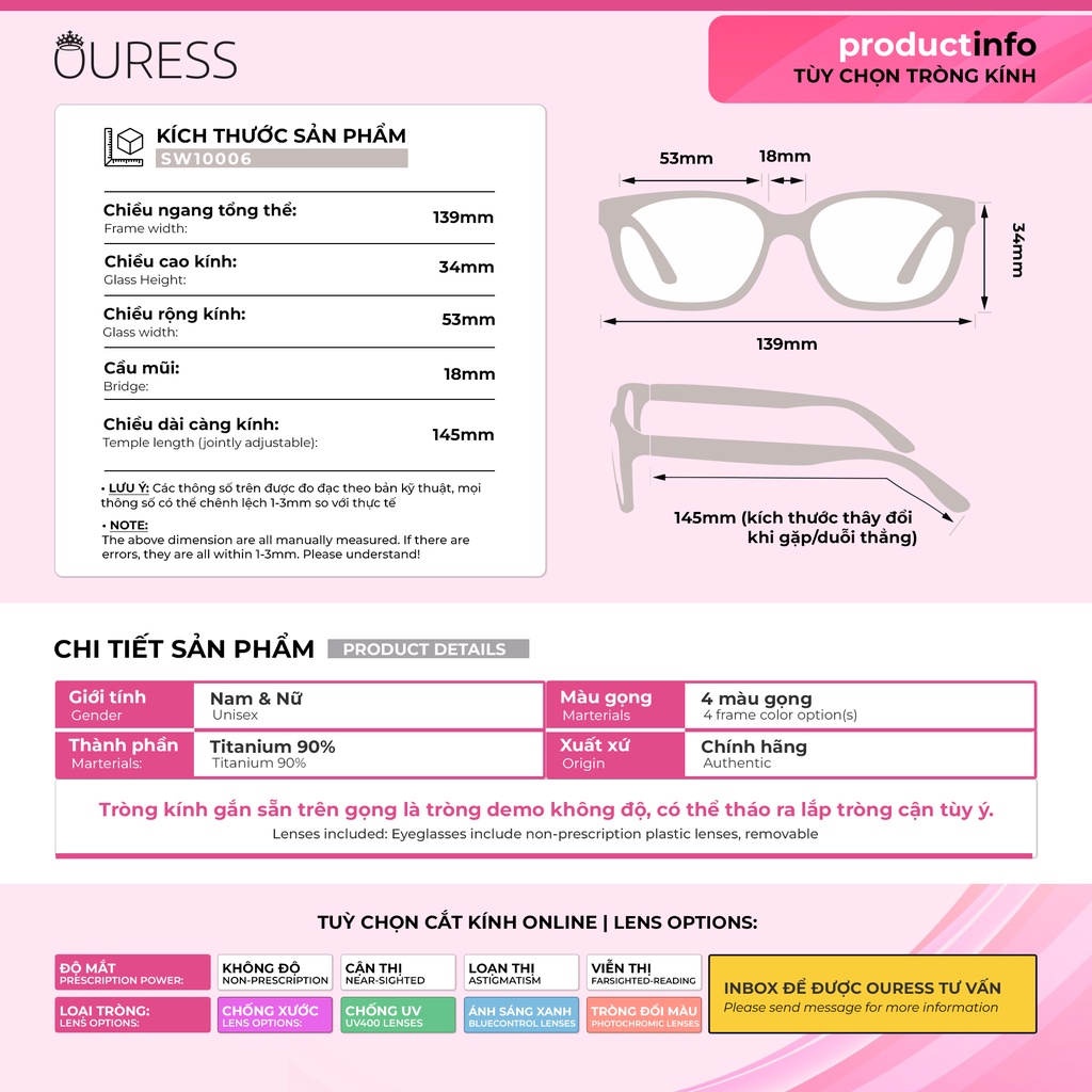 Gọng kính titanium sw10006 thời trang nam cao cấp siêu nhẹ siêu bền OURESS | Shopee Việt Nam