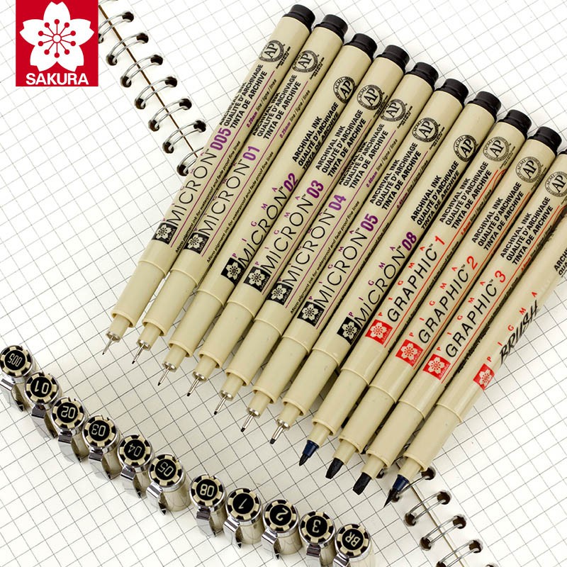 BÚT LINE ĐI NÉT CHUYÊN NGHIỆP SAKURA PIGMA MICRON ĐỦ SIZE (003 - BRUSH) | Shopee Việt Nam