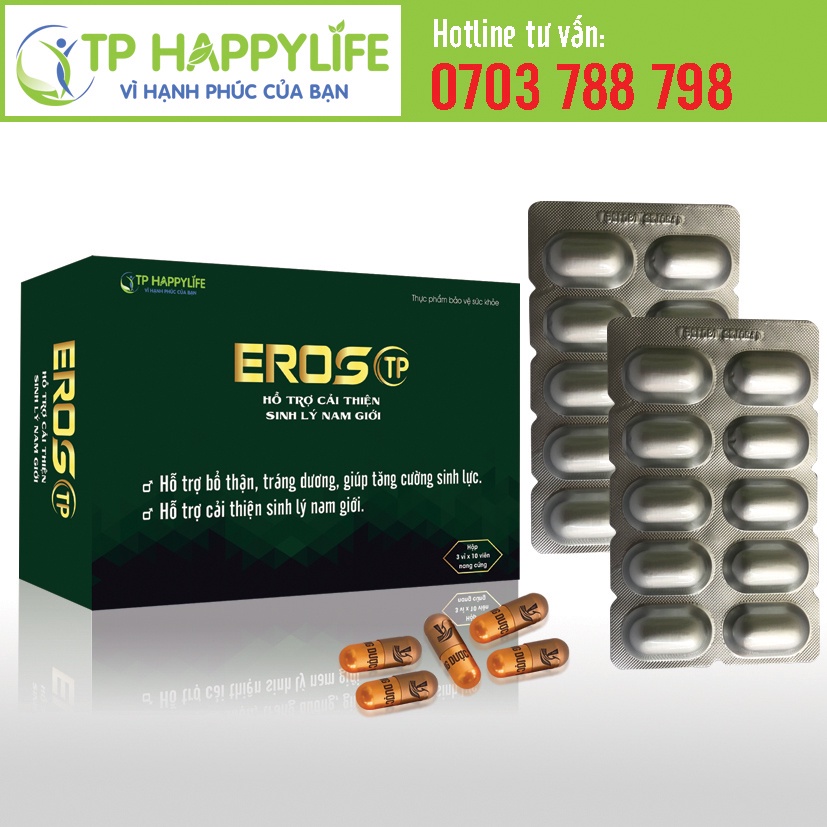 EROS TP - Giúp Bổ thận, Tráng dương, Cải thiện sinh lý Nam giới (Hộp 3 vỉ x 10 viên nang cứng ...