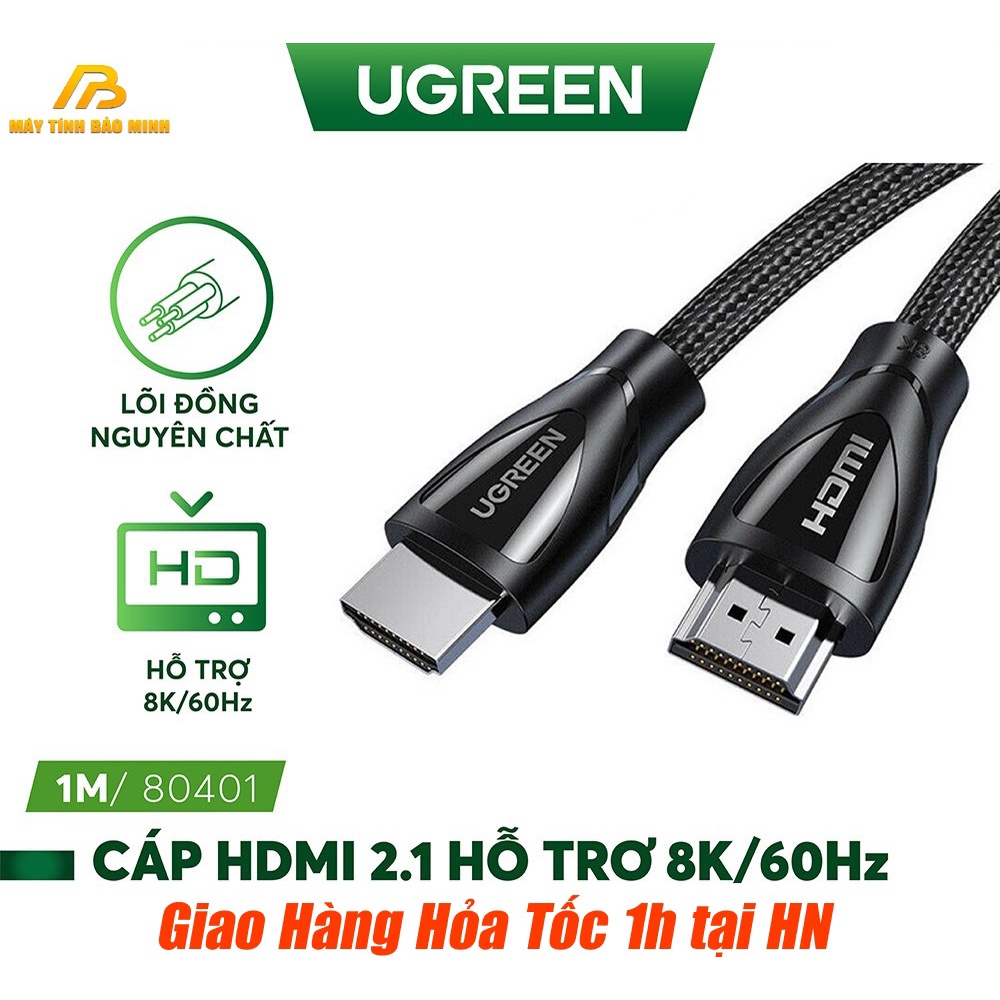 Cáp HDMI 2.1 dài 1m 1,5m 2m 3m 5m Ugreen 80401 80402 80403 80404 80405 hỗ trợ phân giải 8K@60Hz ...