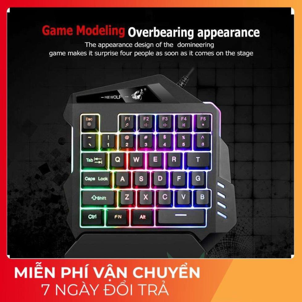 HOT- Bàn Phím Bán Cơ 1 Tay Free Wolf K13 Gaming Bàn Phím Cho PUBG OW ...