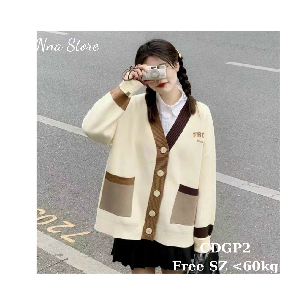 Cardigan len phối viền Nna len thừng dày dặn Form