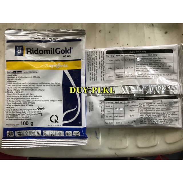 Thuốc đặt trị nấm, trừ bệnh hoa lan Ridomil Gold 68 WG - gói -100g ...