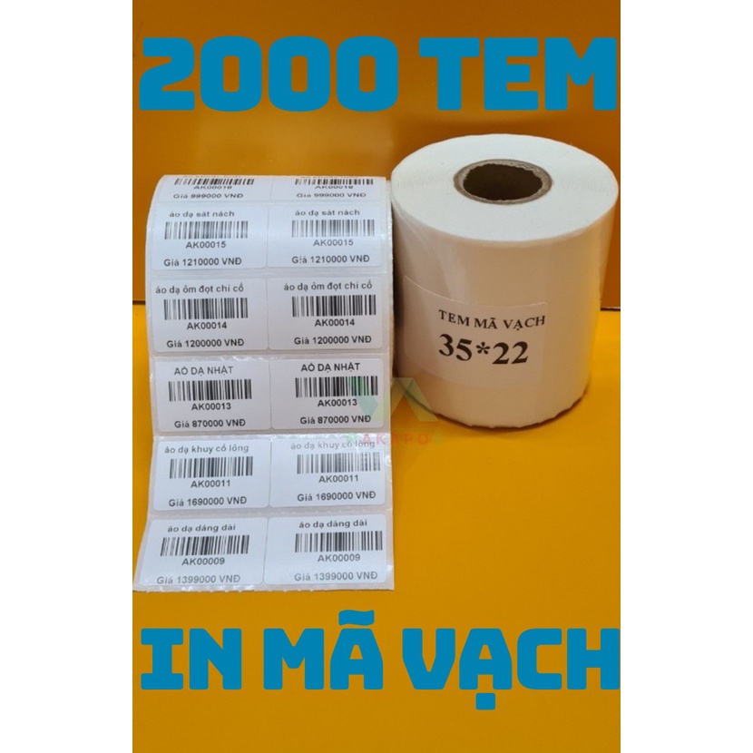 Decal in tem mã vạch nhiệt 35x22( 2 hàng tem) | Shopee Việt Nam
