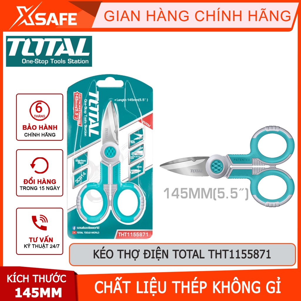 Kéo thợ điện TOTAL THT1155871 | kéo mini cho thợ điện kích thước 145mm ...