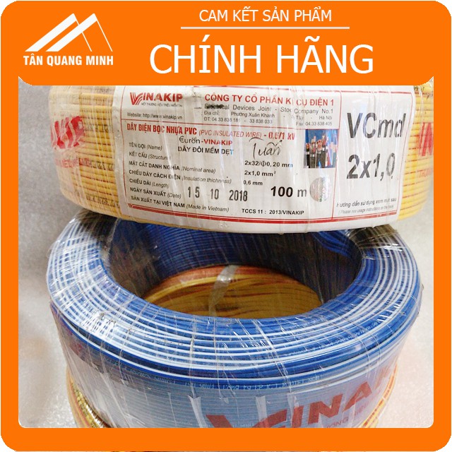 Dây Đôi vcmd 2x1.0 Vinakip 100% Đồng Nguyên Chất Dây điện có hai màu dễ ...