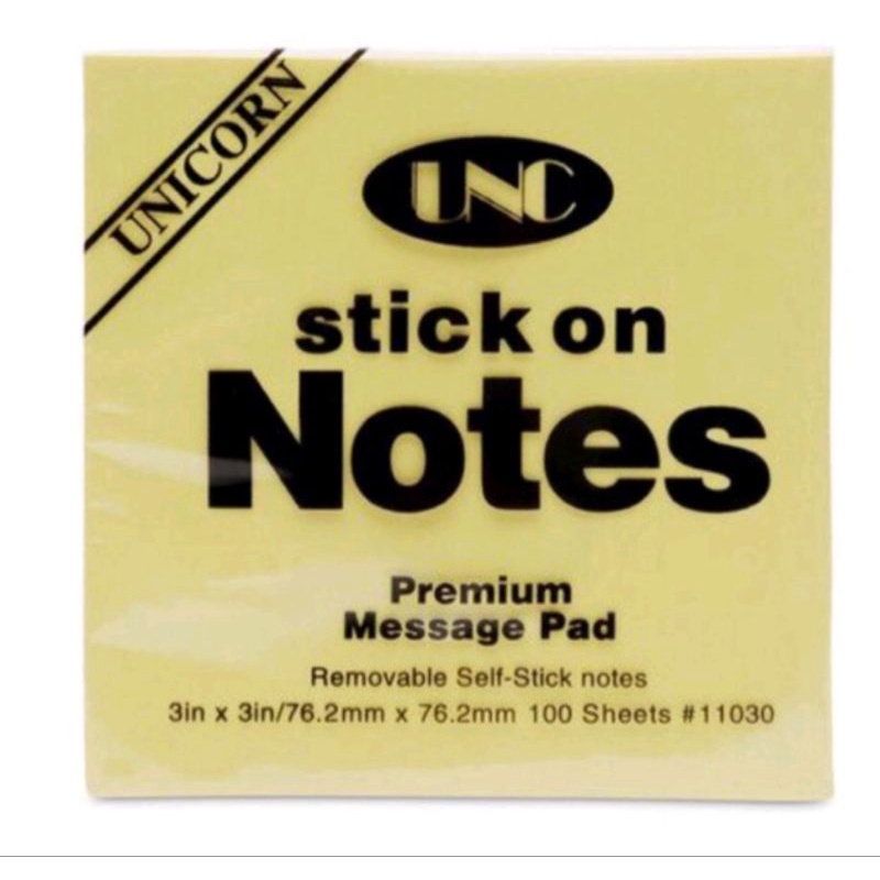 Giấy ghi chú, giấy note UNC 3x3, màu vàng, 1 xấp 100 tờ. unicorn ...