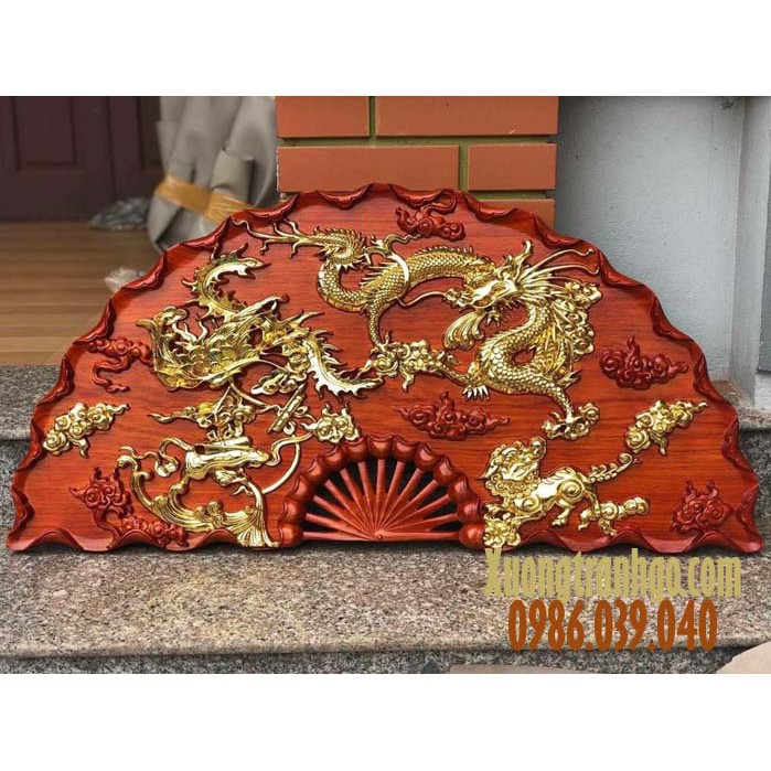 Tranh Quạt Tứ Linh - Long Lân Quy Phụng - Điêu Khắc Gỗ Hương Đỏ Nguyên Tấm | Shopee Việt Nam