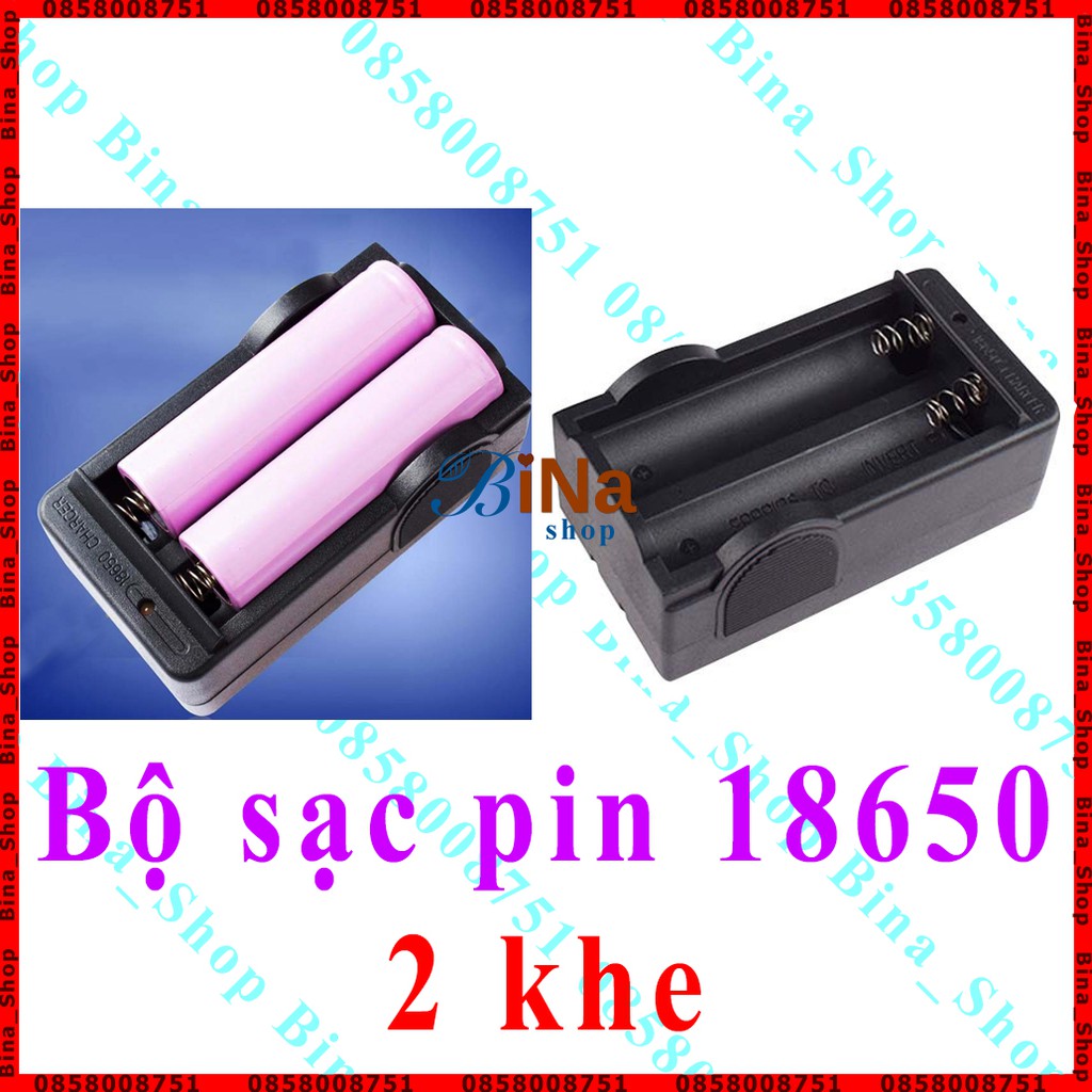 Bộ sạc pin 18650 2 khe tự ngắt khi đầy Box sạc 2 cell pin có led báo ...