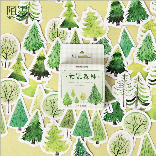 Hộp 45 miếng sticker mẫu rừng cây thông màu xanh | Shopee Việt Nam