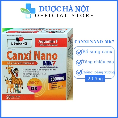 Canxi nano Mk7 Gold tăng chiều cao, chắc khỏe xương cho bé giúp bé ăn ngon ngủ ngon – Hộp 20 ống ...