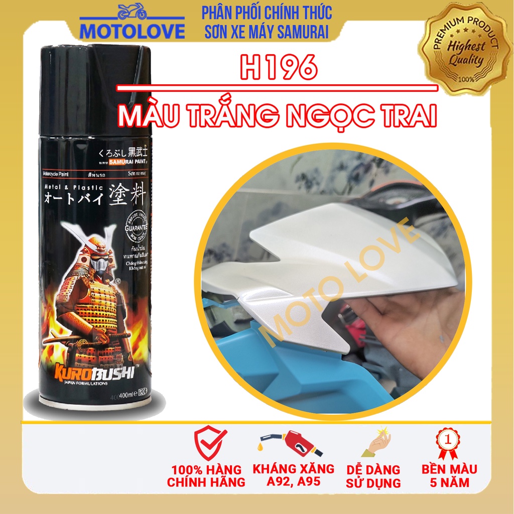 Sơn Samurai trắng ngọc trai H196 cao cấp nhập khẩu Malaysia | Shopee ...