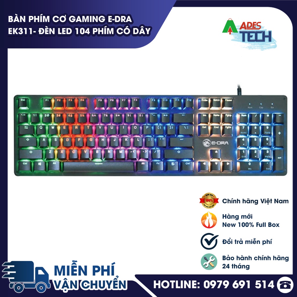 [HÀNG CHÍNH HÃNG] Bàn phím cơ Gaming E-DRA EK311- Đèn LED 104 Phím Có Dây - Bảo Hành 24 Tháng ...