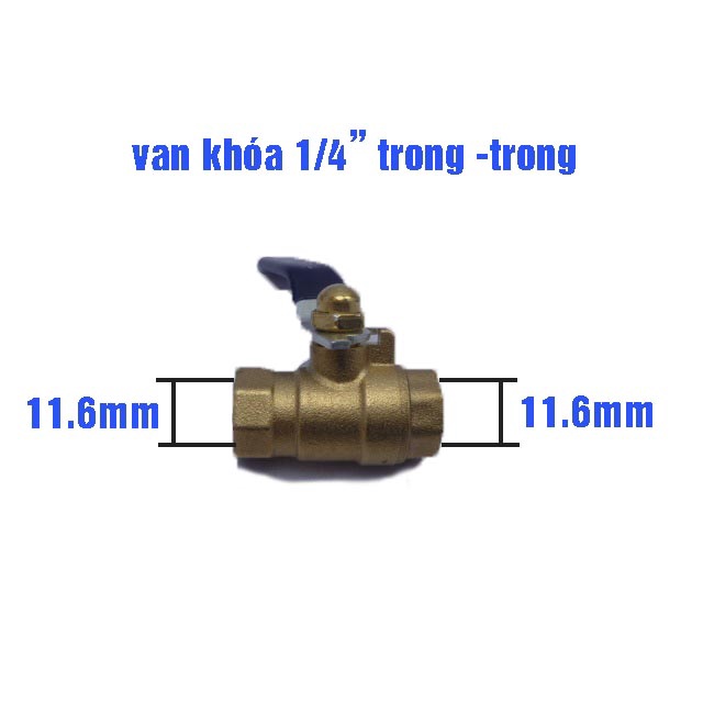 Van đồng khóa nước 1/4 (Ren 13) - loại dày - đồng thau 100% - van gạt ...