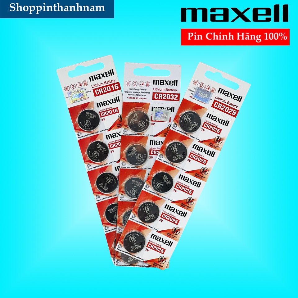 Vỉ 5 Viên Pin Maxell CR2032 / CR2025 / CR2016 / CR1632 / CR1220 ...