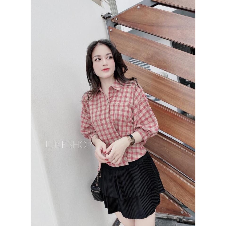 sơ mi kẻ tay rơi 'coset' | Shopee Việt Nam