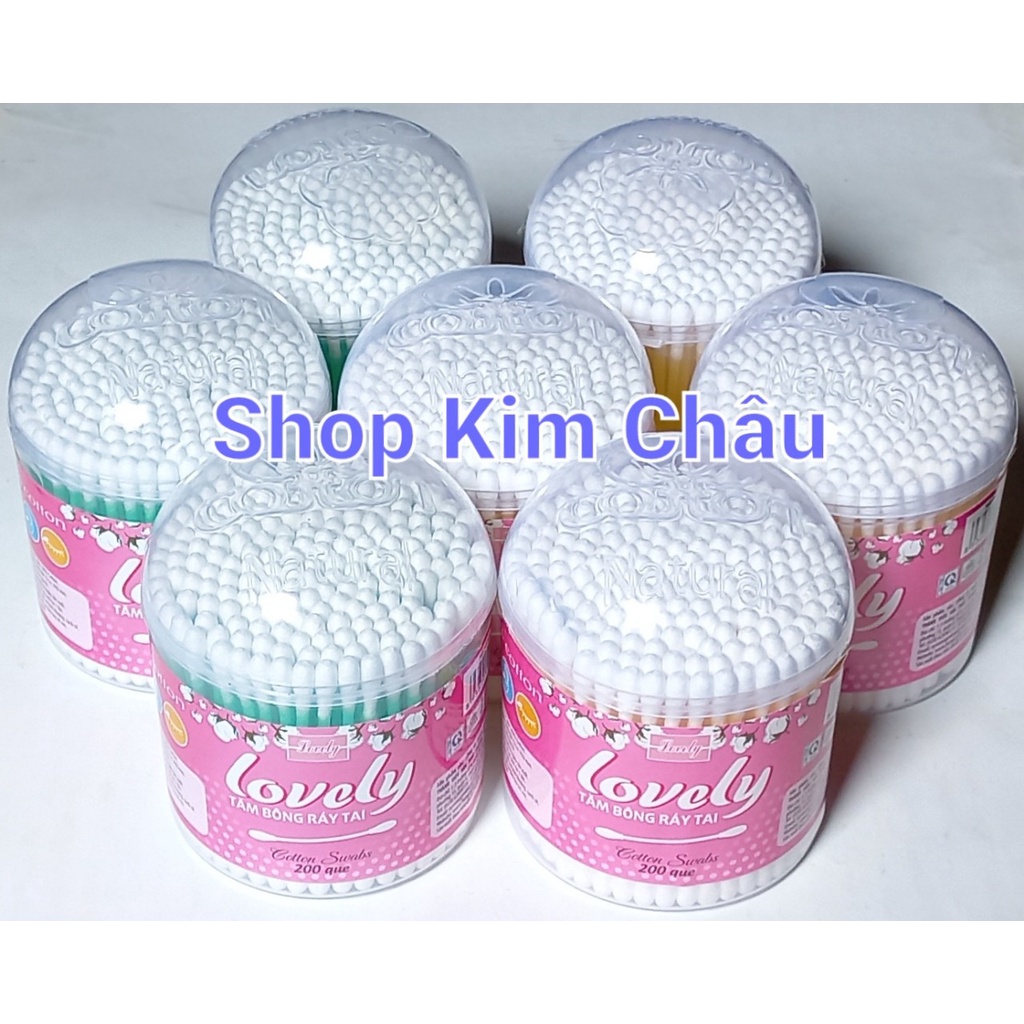 Combo 4-6 hộp Tăm bông ráy tai Lovely que nhựa bông cotton tự nhiên 100 ...