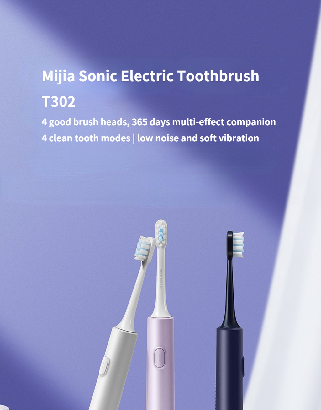 Bàn chải đánh răng điện Xiaomi Mijia Sonic T302 IPX8 Sạc không dây chống nước 4 đầu bàn chải Bàn ...
