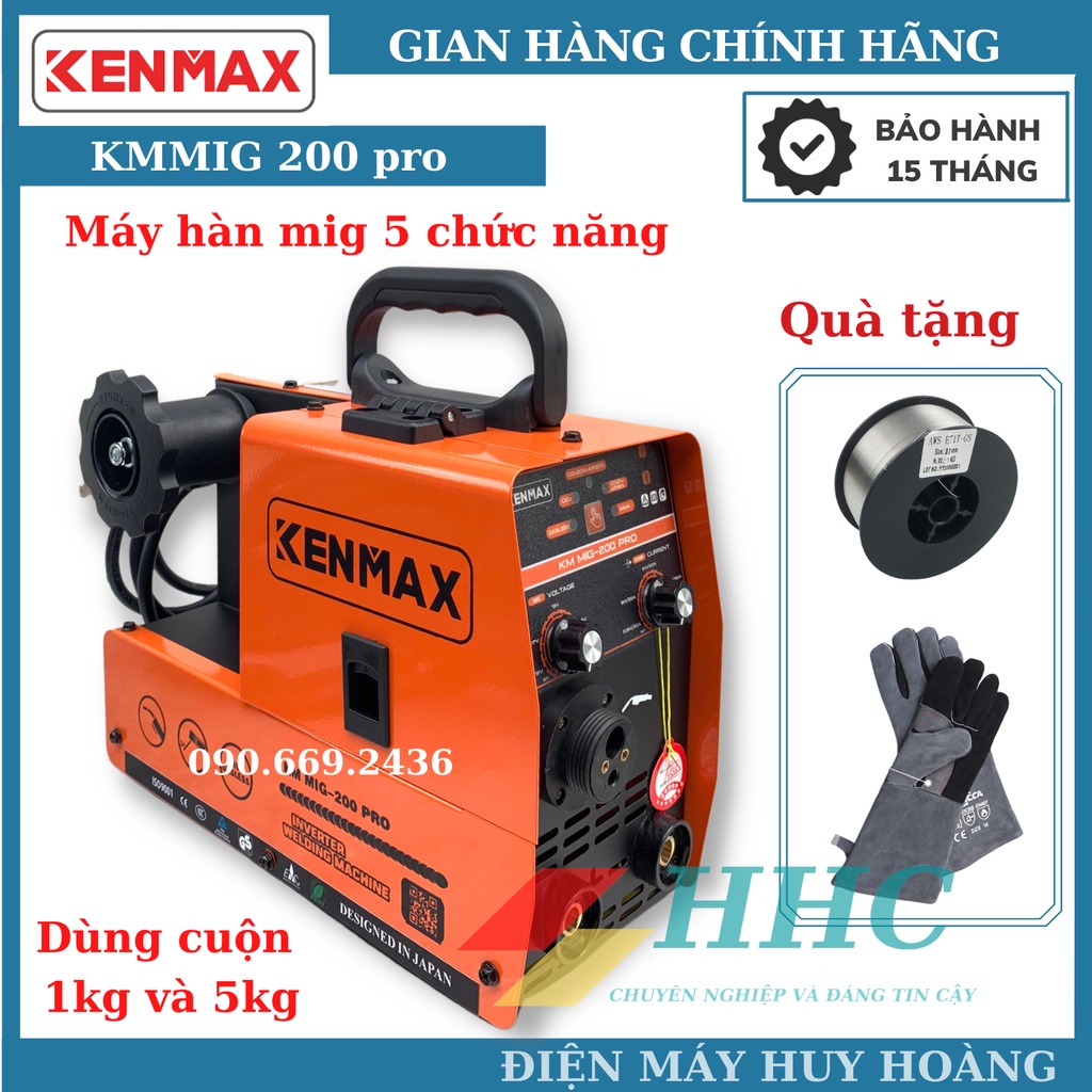 Máy hàn mig mini không dùng khí KENMAX 200 Pro dây mig rời dài 3m, sử ...