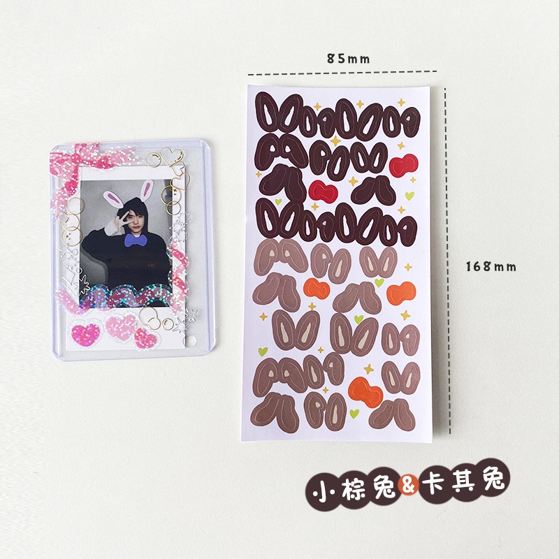 Sticker tai thỏ hình dán trang trí toploader card idol | BST131 ...