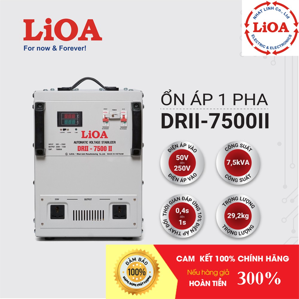 [MIỄN SHIP] Ổn Áp LiOA 7,5KVA Dải 50V DRII-7500II 1 Pha - LiOA Nhật Linh 7500VA 7,5KW 7500W ...