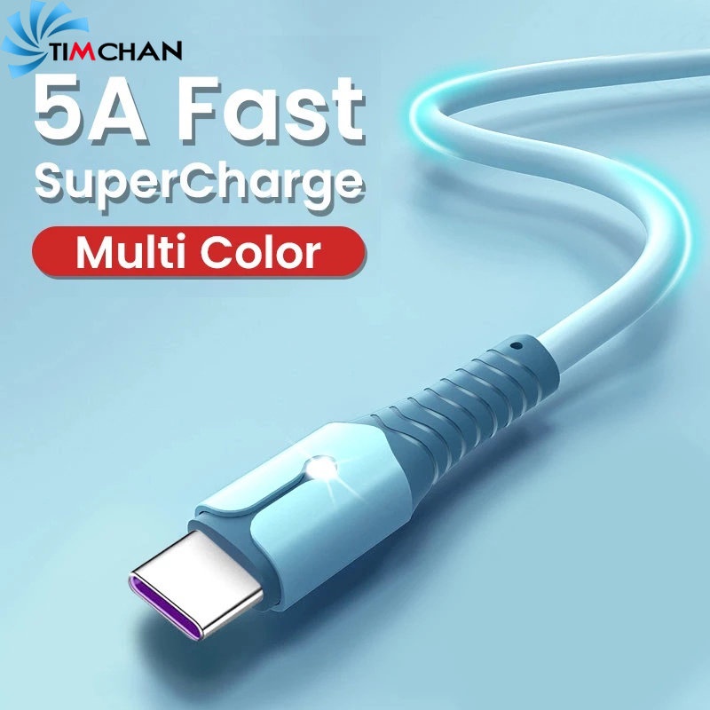 Colorful 5A Fast Charging Type C USB Cables with Charging Indicator For ...