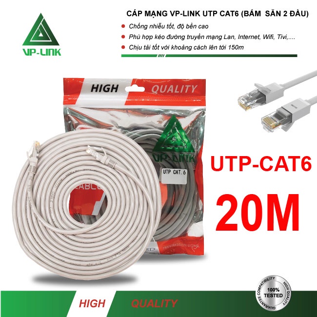 Cáp mạng VP-Link UTP CAT6 đúc sẵn đầu 1.5m 3m 5m 10m 20m 25m 30m 40m 50m | Shopee Việt Nam